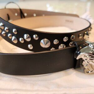 Versace | Accessories | Versace Studded La Medusa Belt Nwt Black And ...